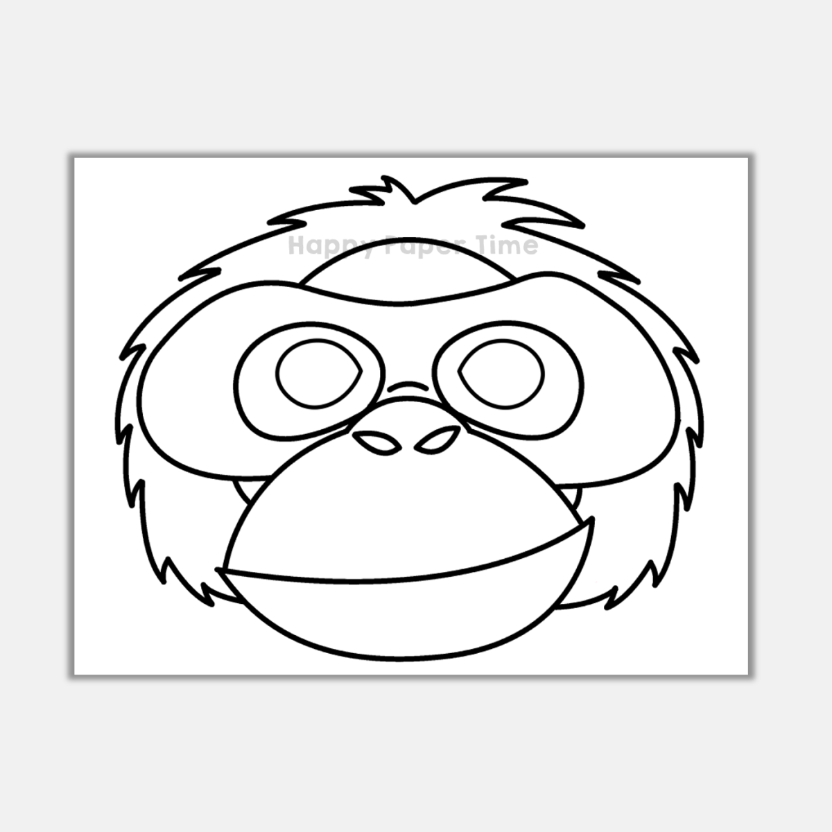 Orangutan Paper Masks Printable Asian Jungle Animal Coloring Craft ...