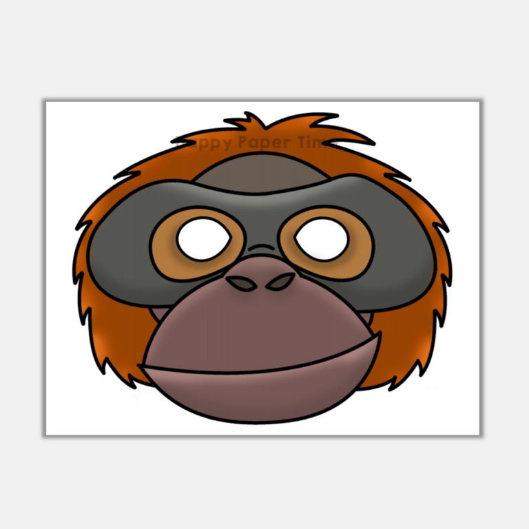 Orangutan Paper Masks Printable Asian Jungle Animal Coloring Craft ...
