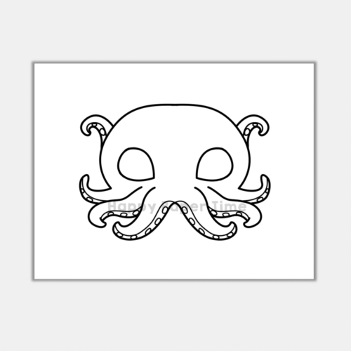 Octopus Paper Mask Printable Ocean Sea Animal Coloring Craft Activity ...