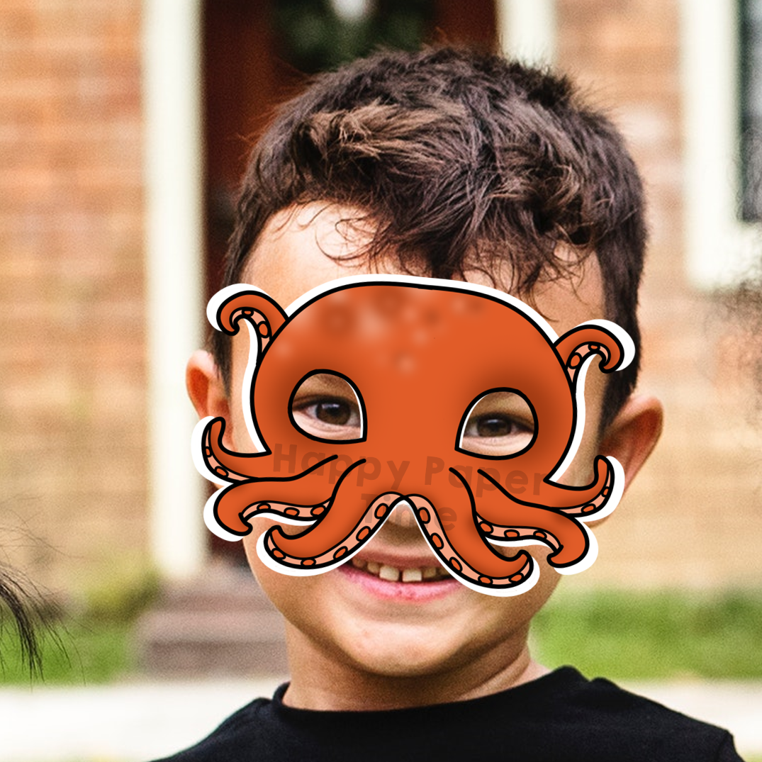 Octopus Paper Mask Printable Ocean Sea Animal Costume Craft Activity ...