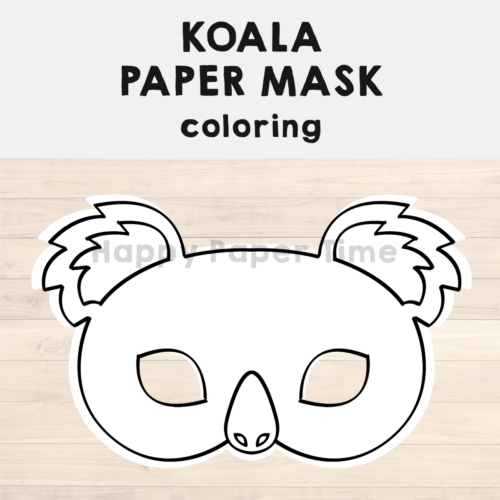 Koala Paper Mask Printable Australian Animal Coloring Craft Activity ...