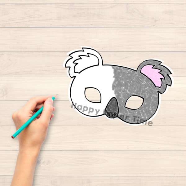 Koala Paper Mask Printable Australian Animal Coloring Craft Activity ...