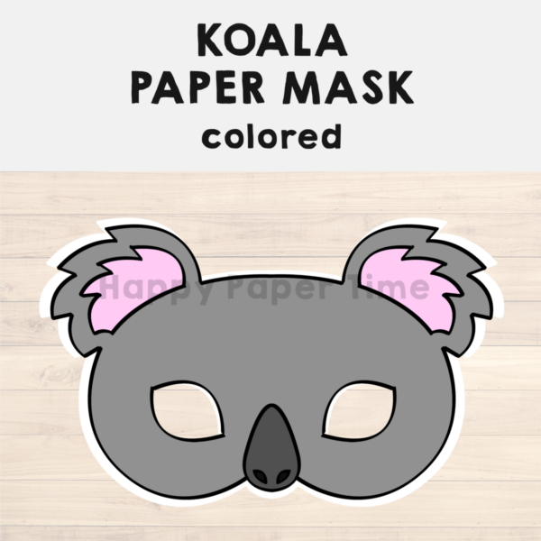 Koala Paper Mask Printable Australian Animal Costume Craft Activity ...