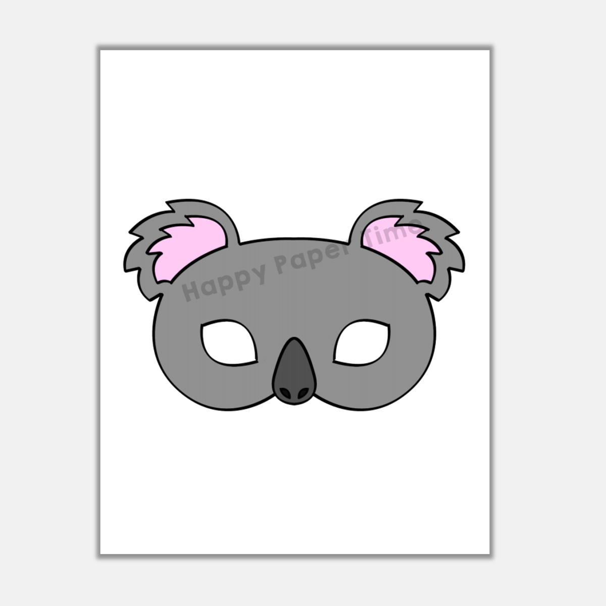 Koala Paper Masks Printable Australian Animal Coloring Craft Activity ...