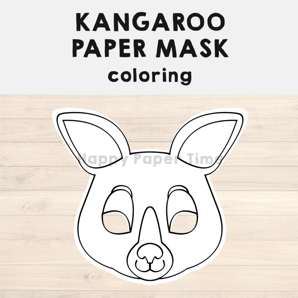 Kangaroo Paper Mask Printable Australian Animal Coloring Craft Activity ...