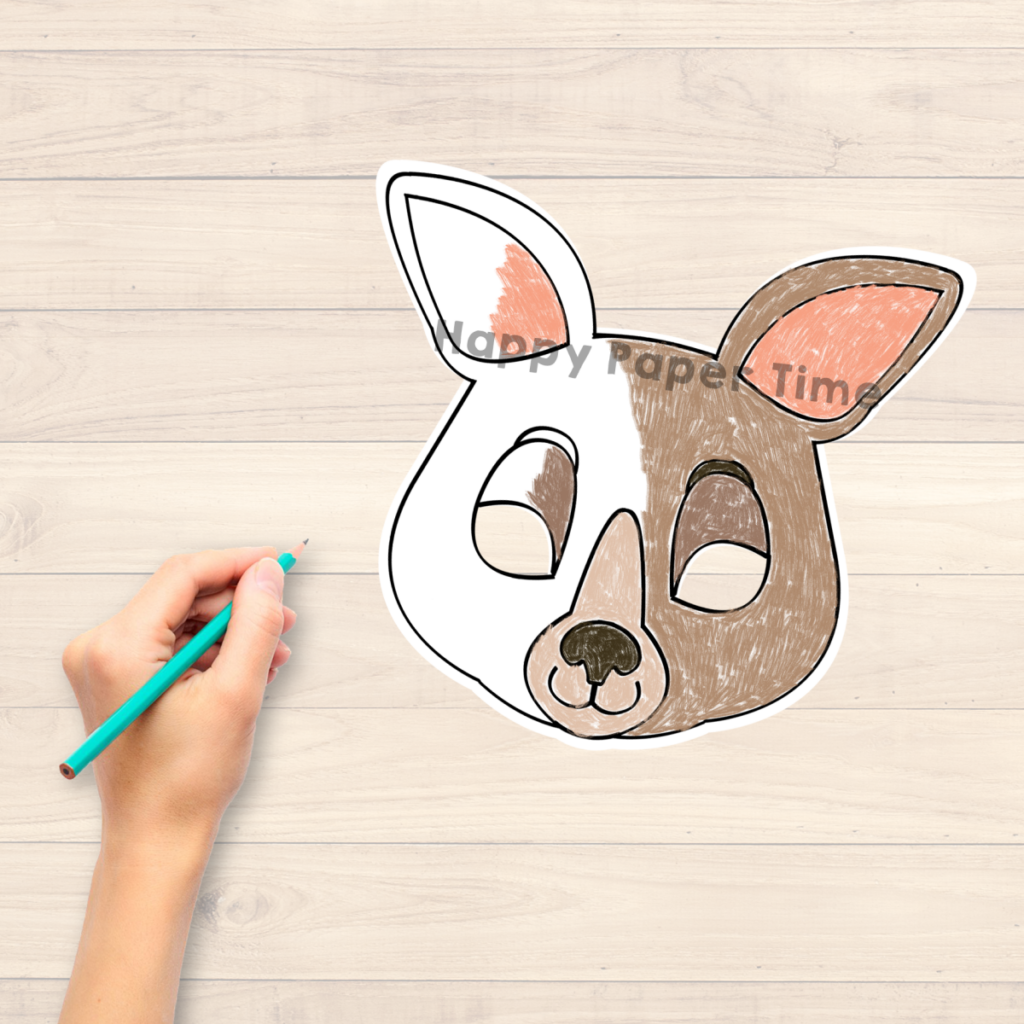 Kangaroo Paper Mask Printable Australian Animal Coloring Craft Activity ...
