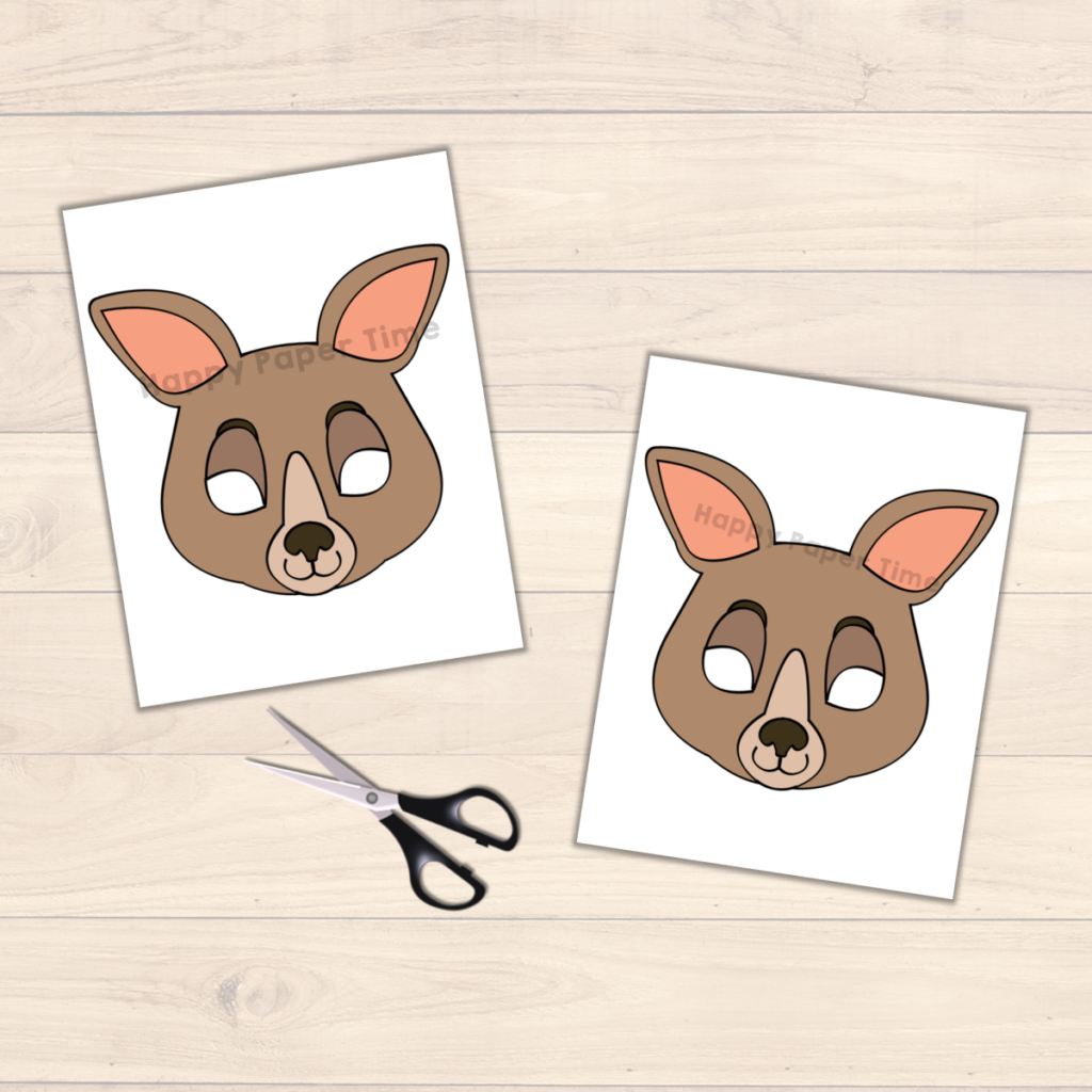 Kangaroo Paper Mask Printable Australian Animal Costume Craft Activity ...