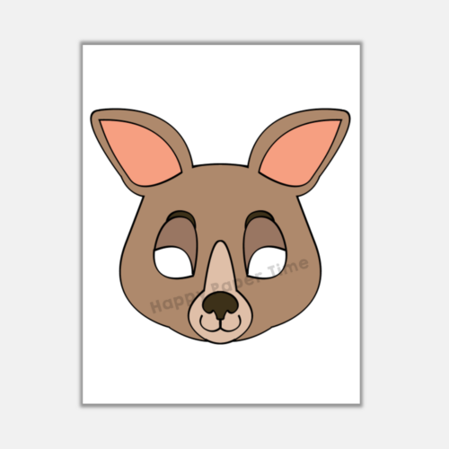 Kangaroo Paper Masks Printable Australian Animal Coloring Craft ...