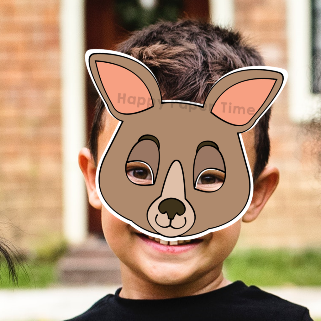 Kangaroo Paper Masks Printable Australian Animal Coloring Craft ...