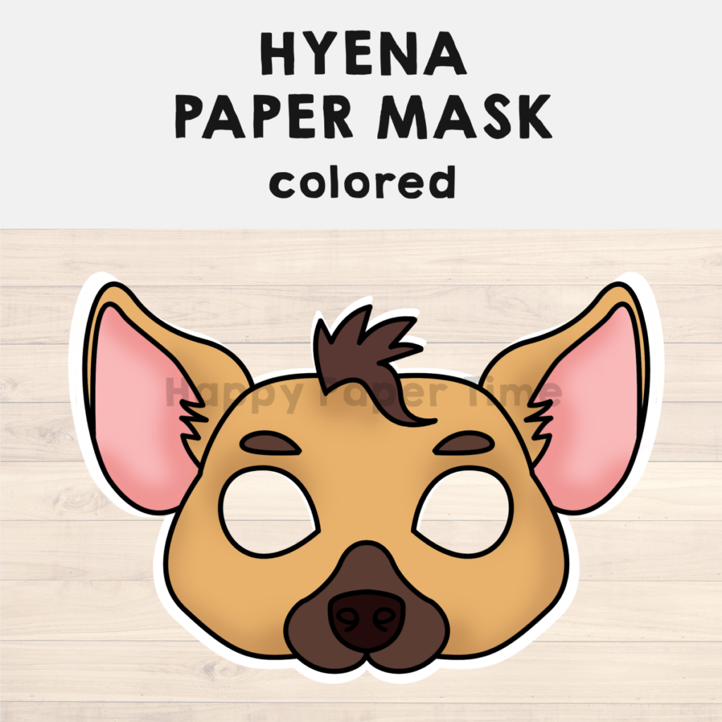Hyena Paper Masks Printable African Animal Coloring Craft Activity ...