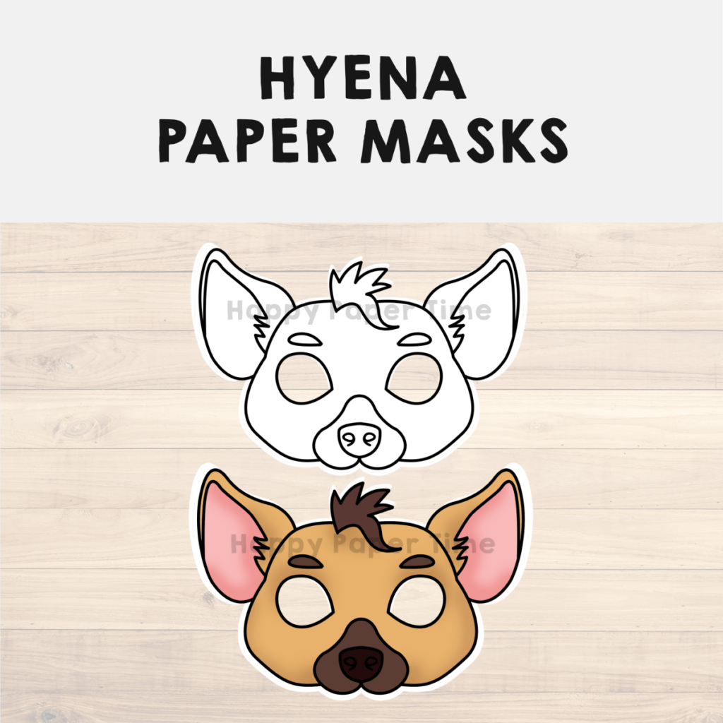 Hyena Paper Masks Printable African Animal Coloring Craft Activity ...