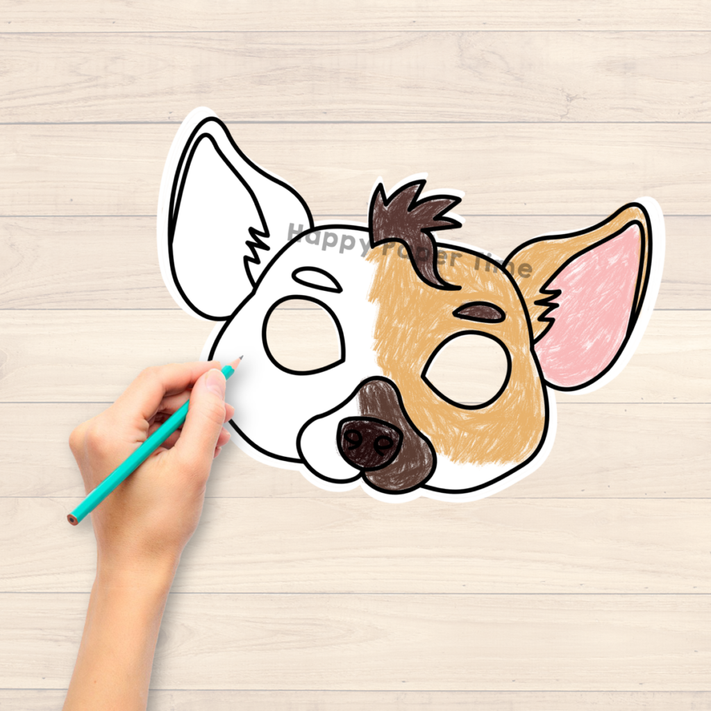 Hyena Paper Masks Printable African Animal Coloring Craft Activity ...