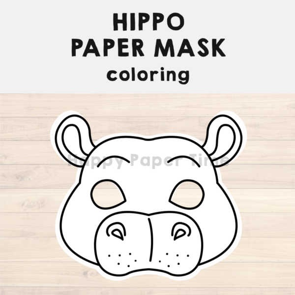 Hippo Paper Mask Printable African Animal Coloring Craft Activity ...