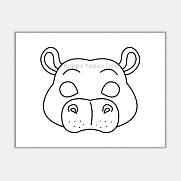 Hippo Paper Mask Printable African Animal Coloring Craft Activity ...