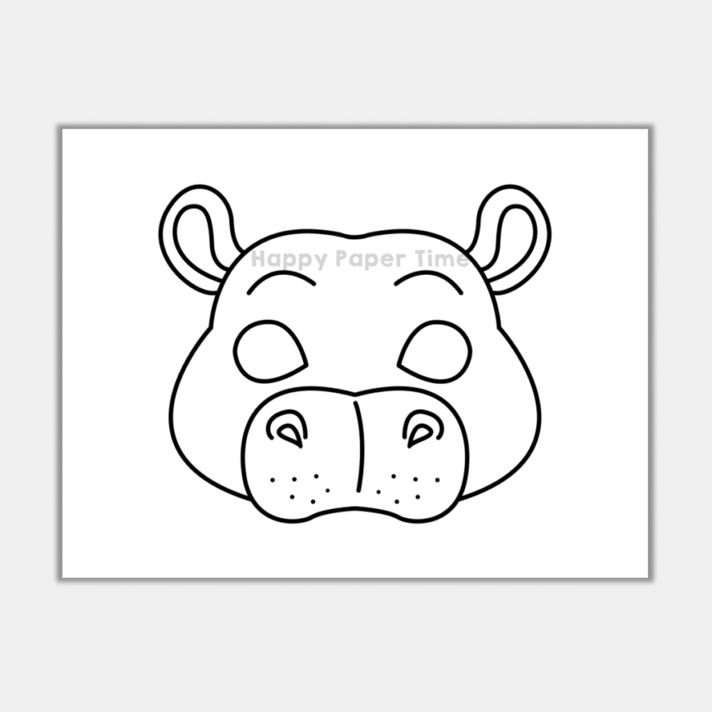 Hippo Paper Masks Printable African Animal Coloring Craft Activity ...