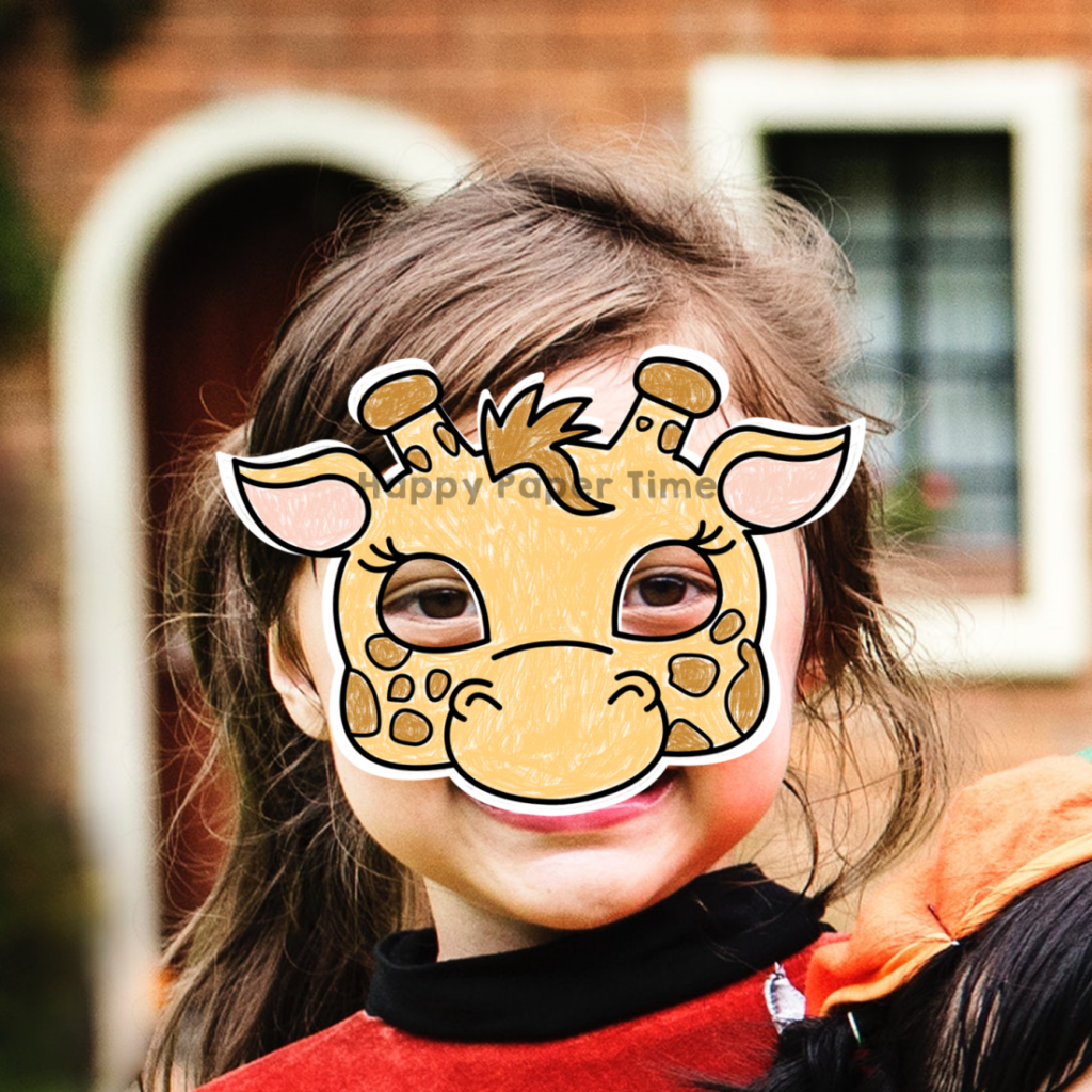 Giraffe Paper Mask Printable African Animal Coloring Craft Activity ...