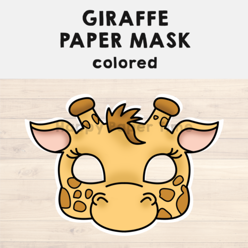 Giraffe Paper Mask Printable African Animal Coloring Craft Activity ...