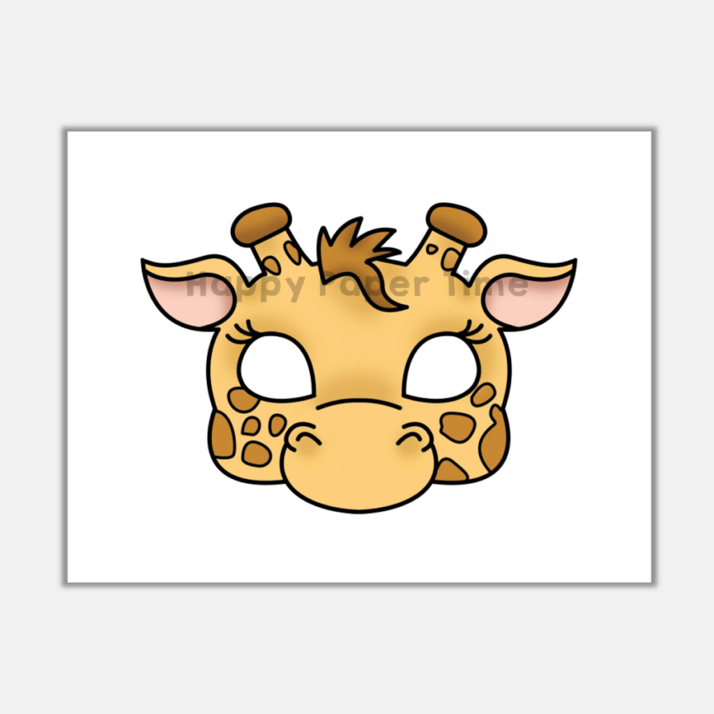 Giraffe Paper Mask Printable African Animal Coloring Craft Activity ...