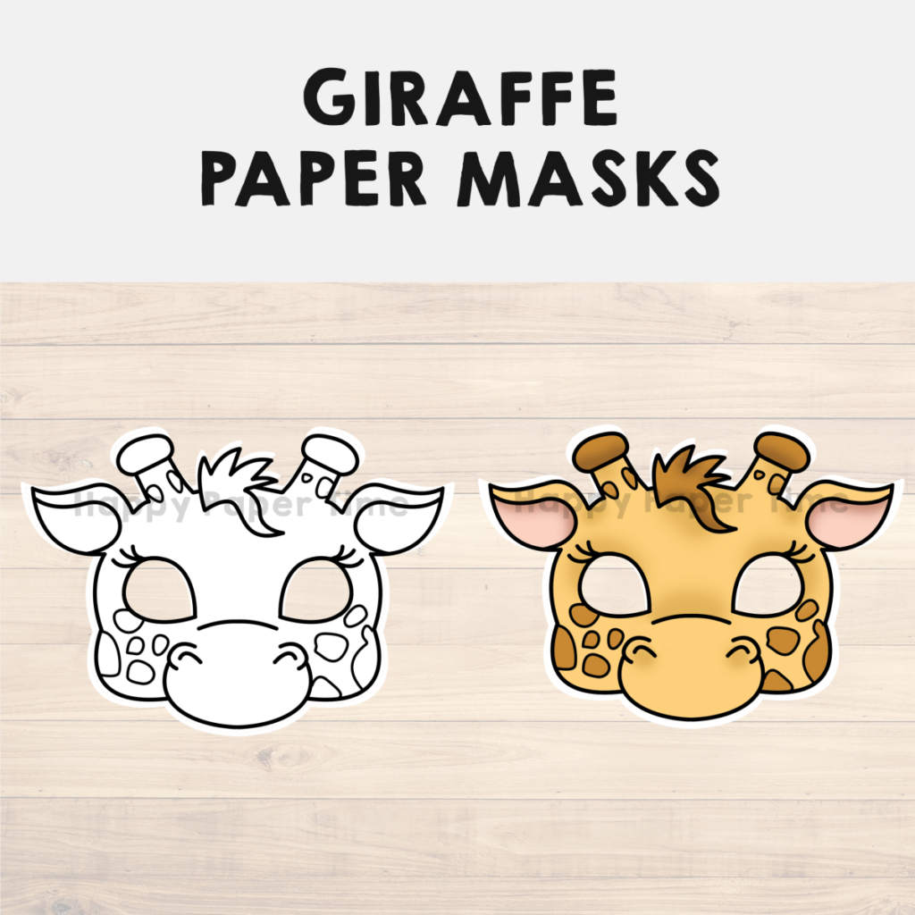 Giraffe Paper Mask Printable African Animal Coloring Craft Activity ...