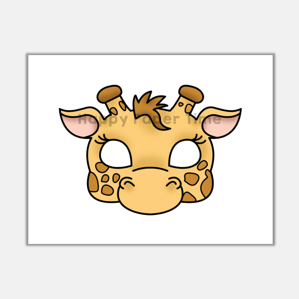 Giraffe Paper Mask Printable African Animal Coloring Craft Activity ...