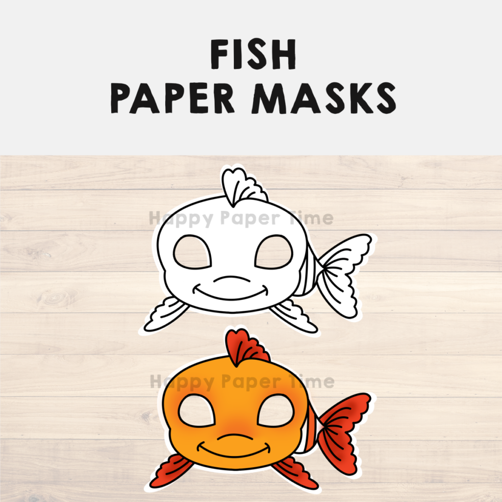 Fish Paper Masks Printable Ocean Sea Animal Coloring Craft Activity ...