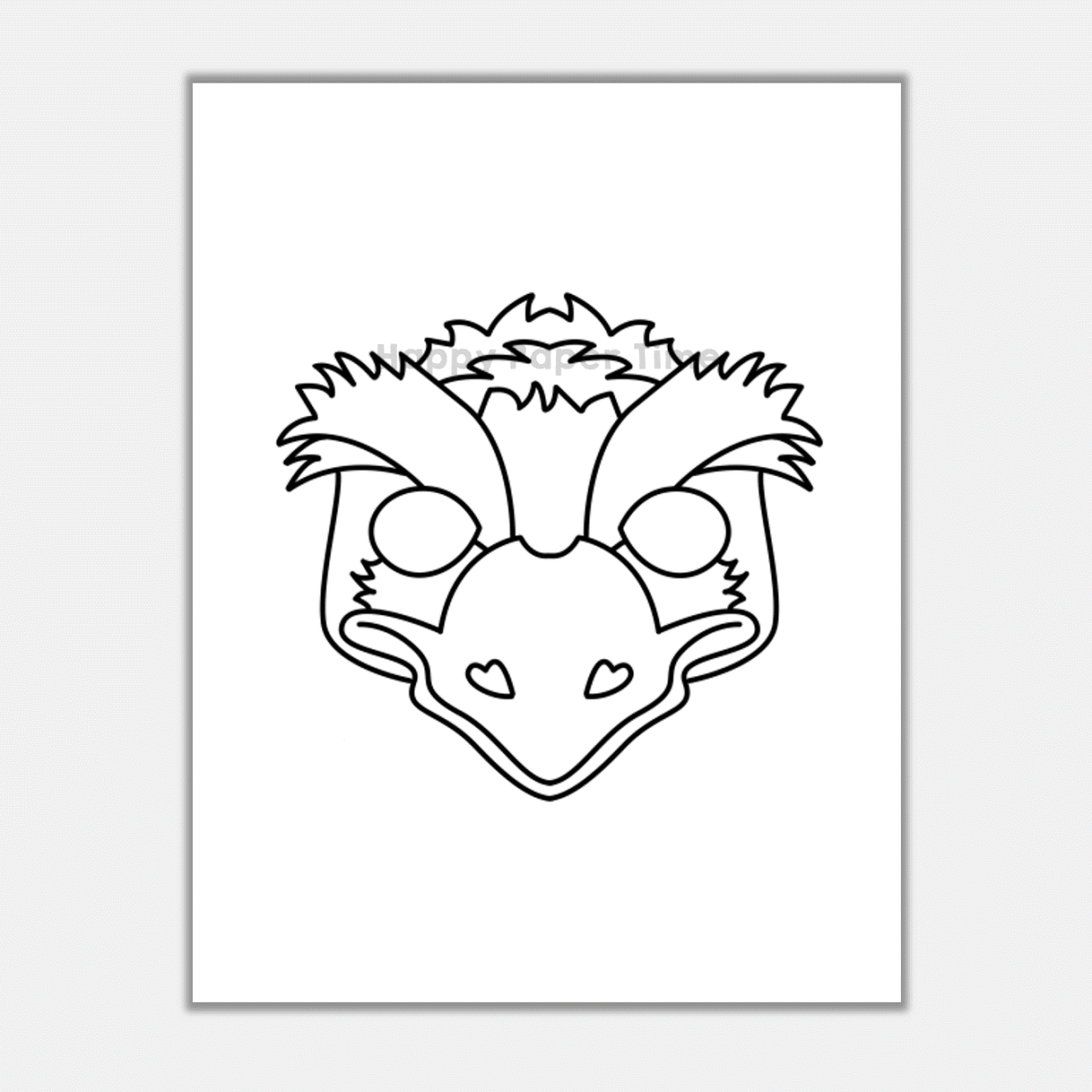 Emu Paper Mask Printable Australian Animal Coloring Craft Activity ...