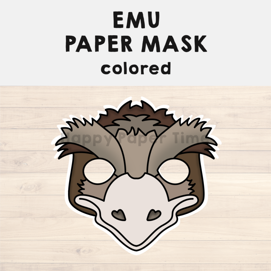 Emu Paper Mask Printable Australian Animal Craft Activity Costume ...