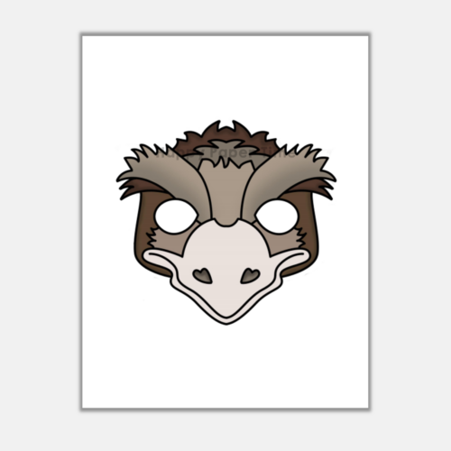 Emu Paper Masks Printable Australian Animal Coloring Craft Activity ...