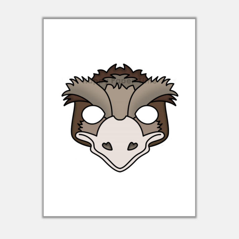 Emu Paper Masks Printable Australian Animal Coloring Craft Activity ...