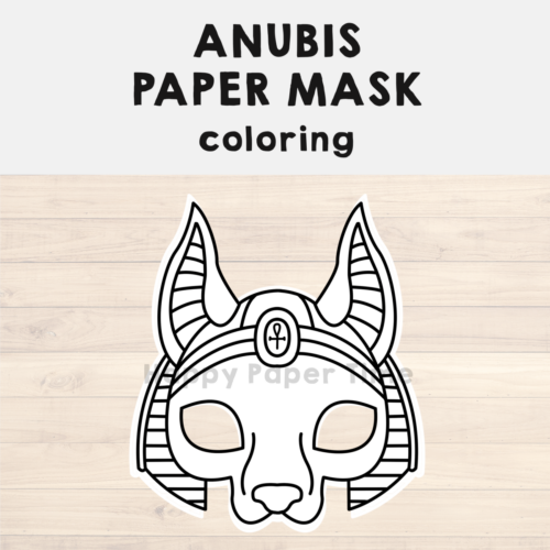 Anubis Paper Masks Printable Ancient Egypt God Coloring Craft Activity ...