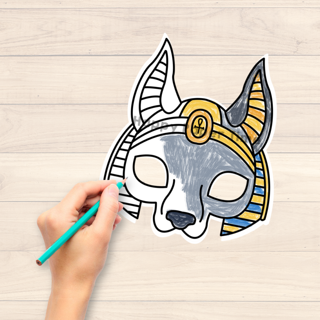 Anubis Paper Mask Printable Ancient Egypt God Coloring Craft Activity ...