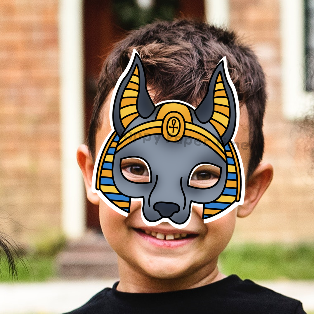 Anubis Paper Masks Printable Ancient Egypt God Coloring Craft Activity ...