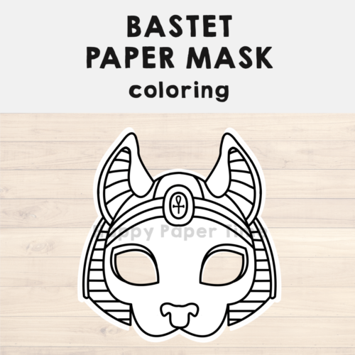 Bastet Paper Mask Printable Ancient Egypt God Coloring Craft Activity ...