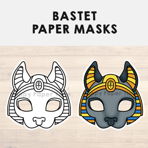 Bastet Paper Masks Printable Ancient Egypt God Coloring Craft Activity ...