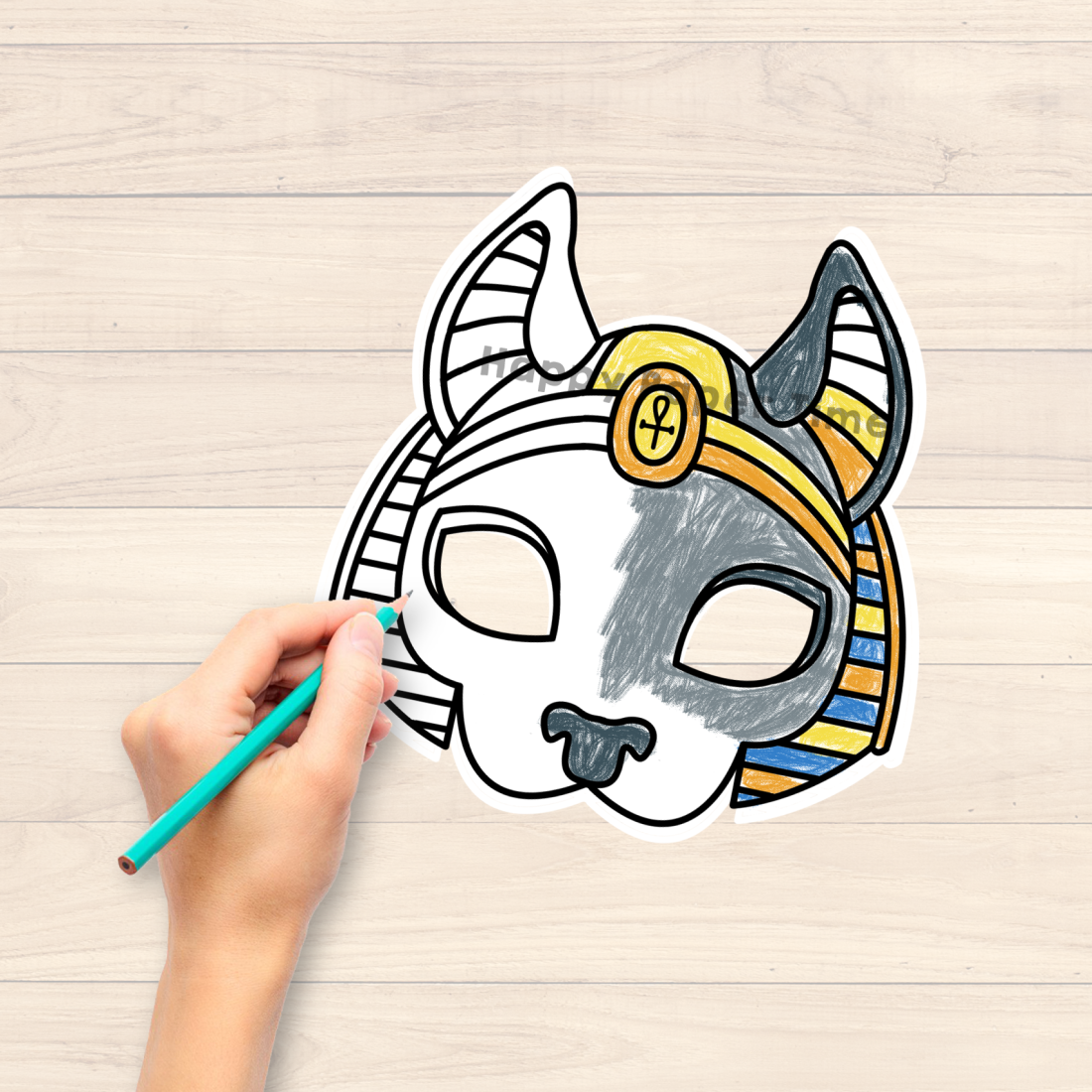 Bastet Paper Masks Printable Ancient Egypt God Coloring Craft Activity ...