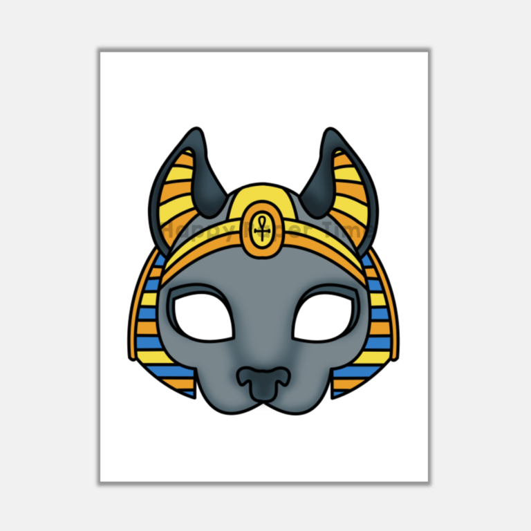 Bastet Paper Masks Printable Ancient Egypt God Coloring Craft Activity ...