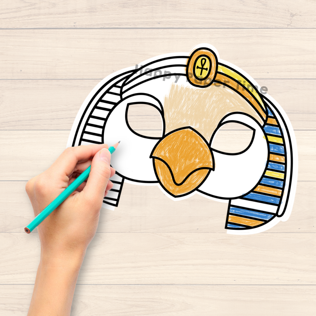 Horus Paper Mask Printable Ancient Egypt God Coloring Craft Activity ...