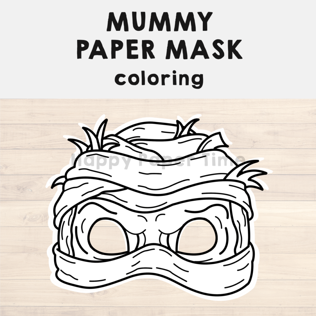 Mummy Paper Mask Printable Ancient Egypt Coloring Craft Activity ...