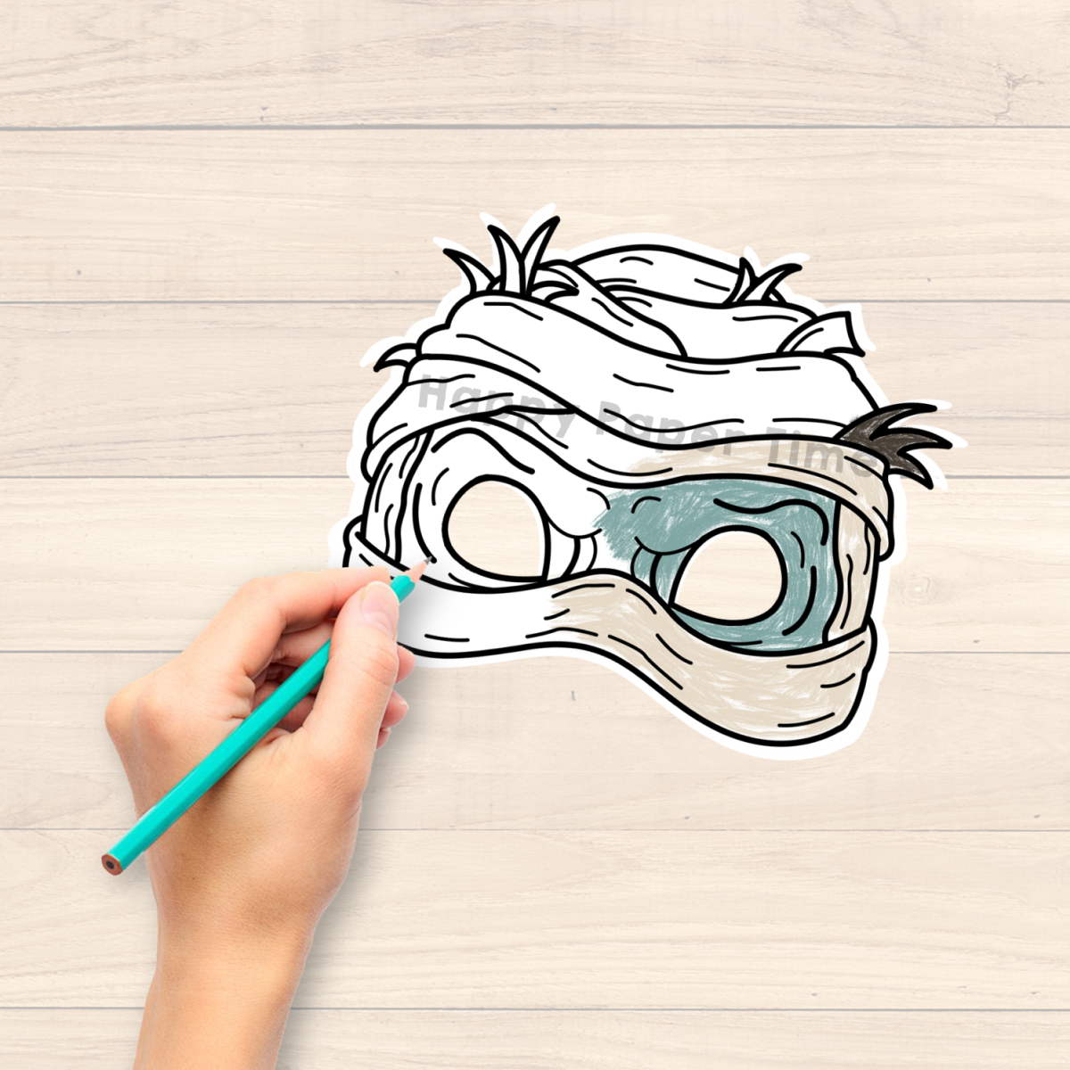 Mummy Paper Mask Printable Ancient Egypt Coloring Craft Activity ...