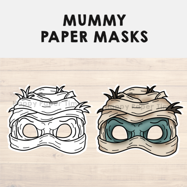 Mummy Paper Masks Printable Ancient Egypt Coloring Craft Activity ...