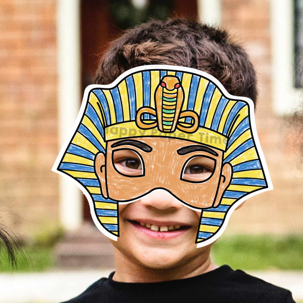 Pharaoh Paper Mask Printable Ancient Egypt Coloring Craft Activity ...