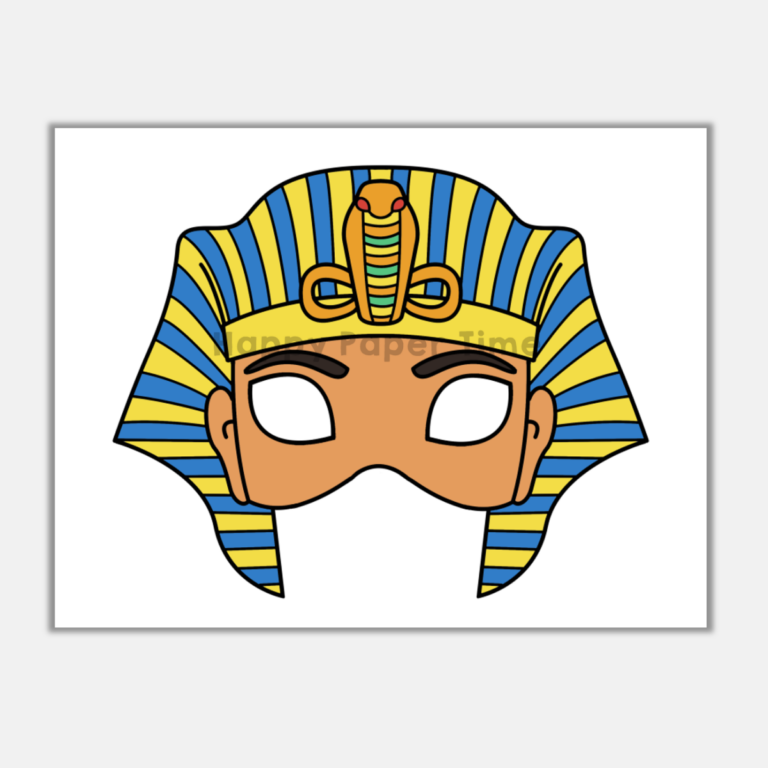 Pharaoh Paper Mask Printable Ancient Egypt Craft Activity Costume ...