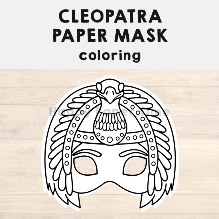 Cleopatra Paper Mask Printable Ancient Egypt Coloring Craft Activity ...