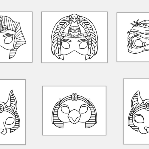 Ancient Egypt Paper Masks Printable Coloring Craft Activity Costume ...