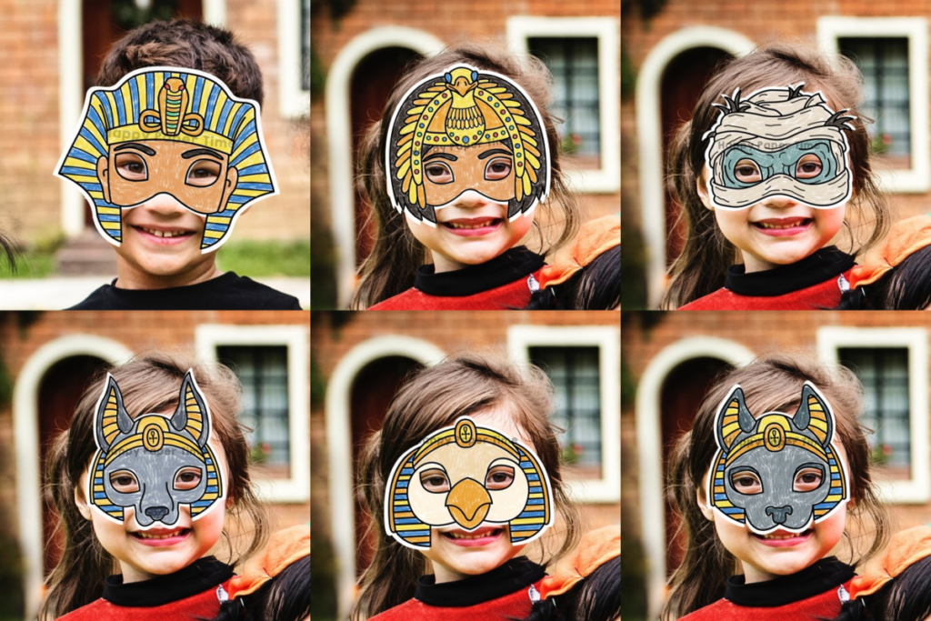 Ancient Egypt Paper Masks Printable Coloring Craft Activity Costume ...