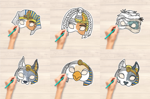 Ancient Egypt Paper Masks Printable Coloring Craft Activity Costume ...