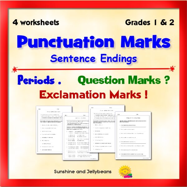 Choosing Punctuation Marks - Ends of Sentences - 4 worksheets - Grades ...