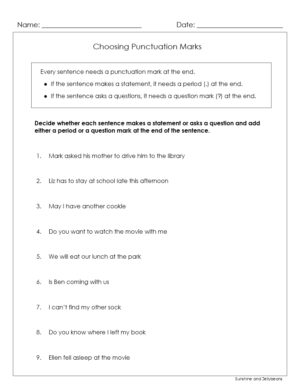 Choosing Punctuation Marks - Ends of Sentences - 4 worksheets - Grades ...