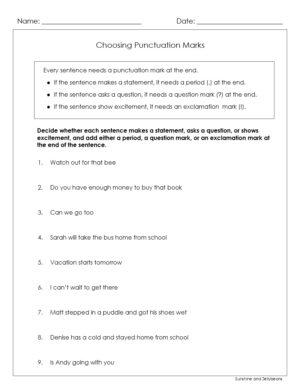 Choosing Punctuation Marks - Ends of Sentences - 4 worksheets - Grades ...
