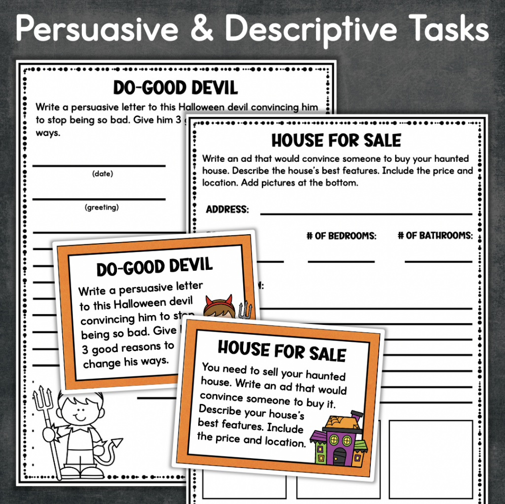 Halloween Writing Prompts & Paper Narrative Descriptive Persuasive ...